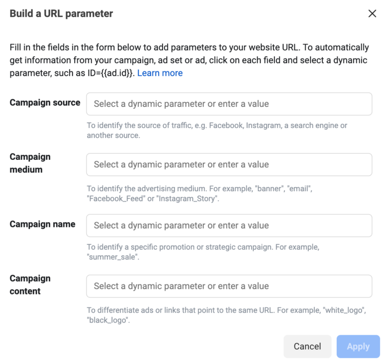 Dynamic UTM parameters in Meta Ads